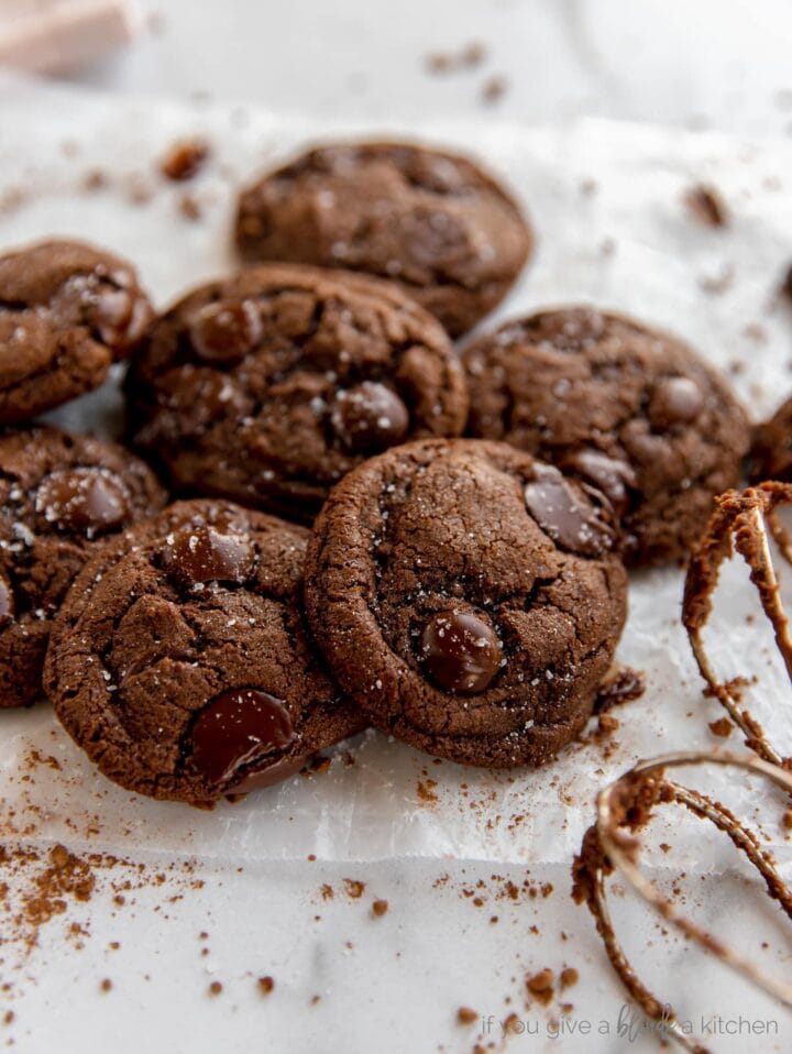 Double Chocolate Chip Cookies (thick and chewy!)