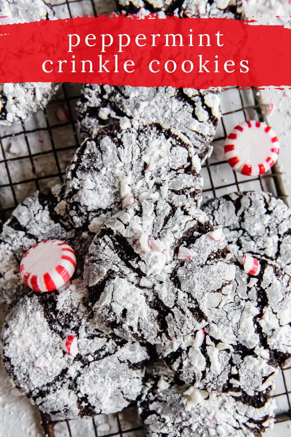 Chocolate Peppermint Crinkle Cookies